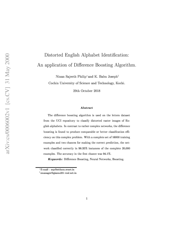 (PDF) Distorted English Alphabet Identification : An application of Difference Boosting ...