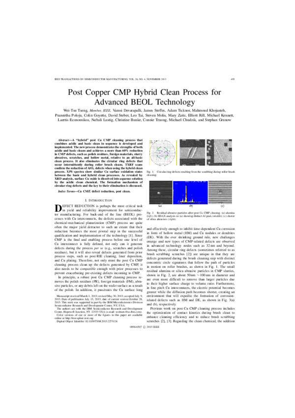 (PDF) Post Copper CMP Hybrid Clean Process for Advanced BEOL Technology