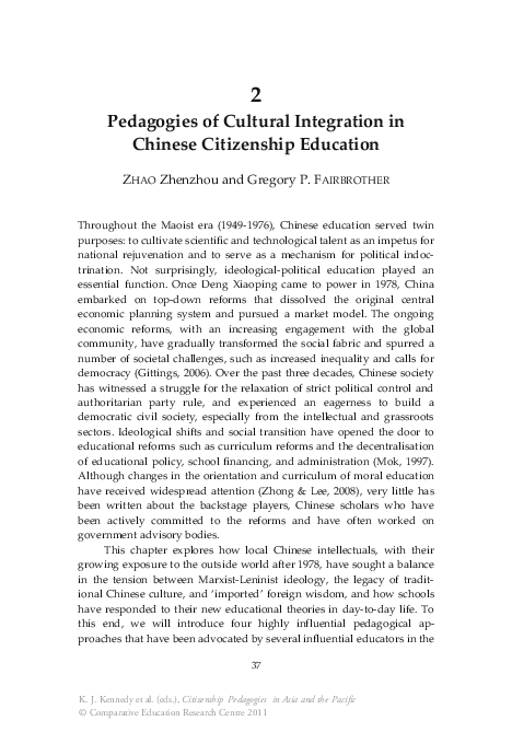(PDF) Pedagogies of Cultural Integration in Chinese Citizenship Education