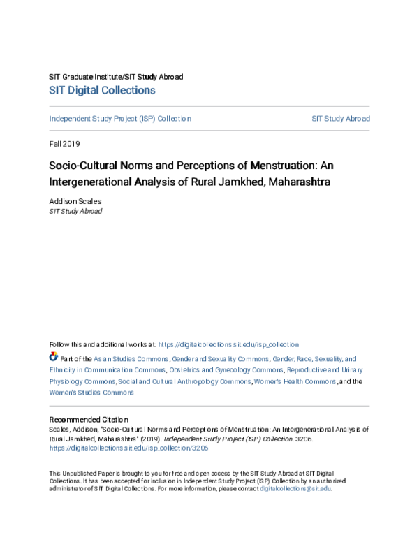 (PDF) Socio-Cultural Norms and Perceptions of Menstruation: An ...