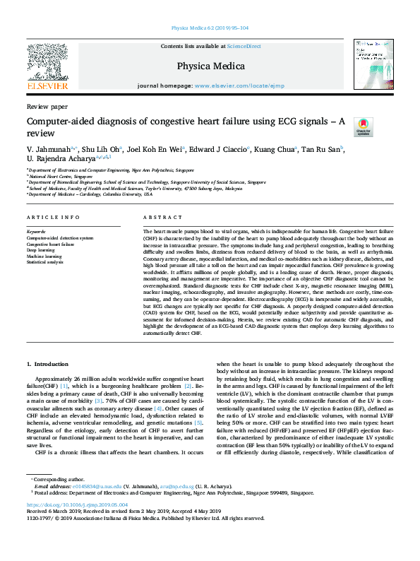 (PDF) Computer-aided diagnosis of congestive heart failure using ECG signals – A review