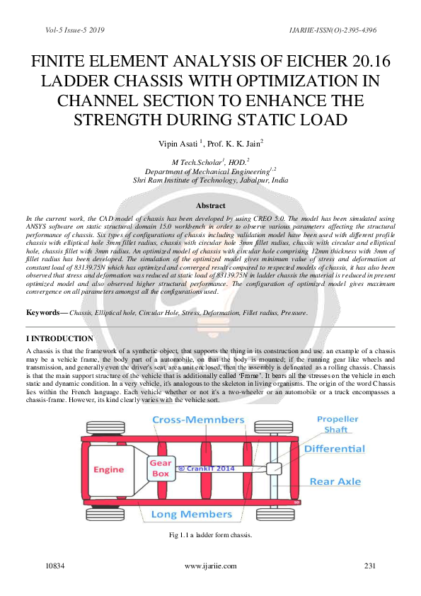 (PDF) Finite Element Analysis of Eicher 20.16 Ladder Chassis with ...