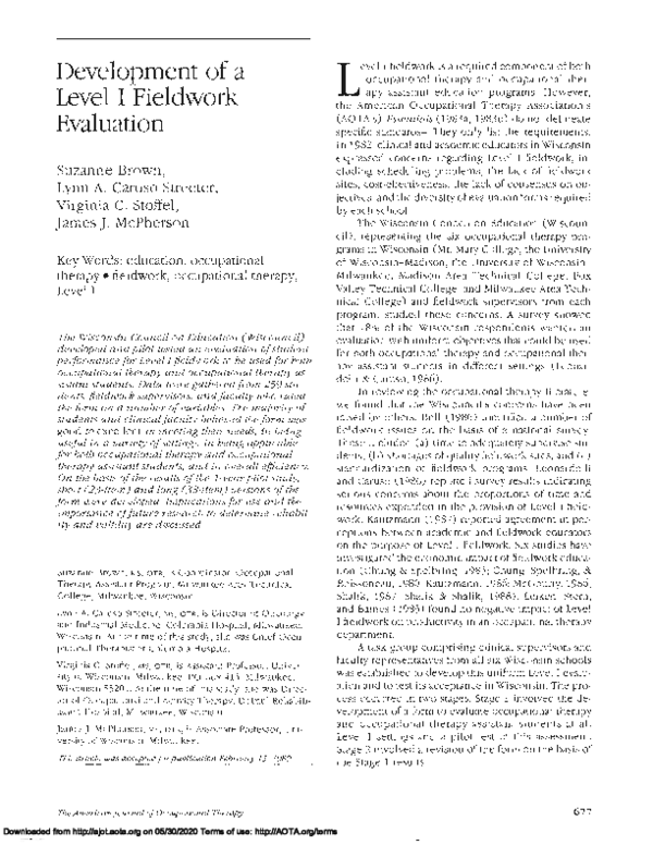 (PDF) Development of a Level I Fieldwork Evaluation