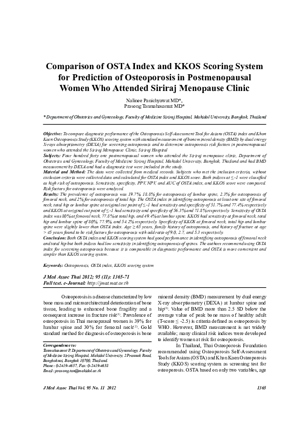 (PDF) Comparison of OSTA index and KKOS scoring system for prediction ...