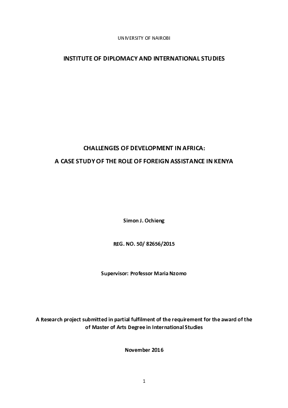 (PDF) Challenges of development in africa: a case study of the role of ...