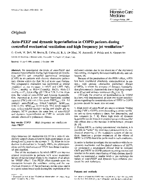 (PDF) Auto-PEEP and dynamic hyperinflation in COPD patients during ...