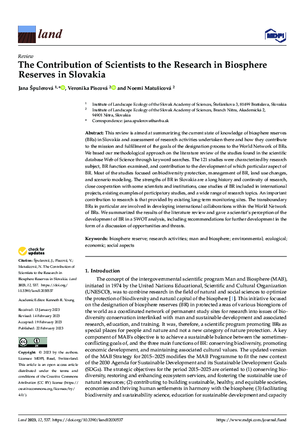 (PDF) The Contribution of Scientists to the Research in Biosphere ...