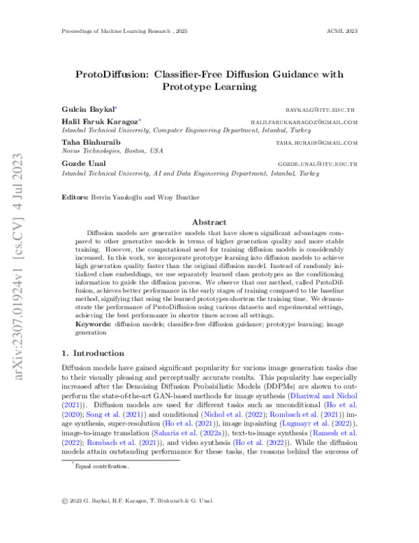 (PDF) ProtoDiffusion: Classifier-Free Diffusion Guidance with Prototype ...