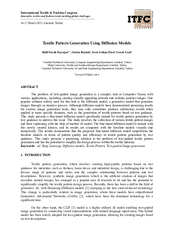 (PDF) Textile Pattern Generation Using Diffusion Models