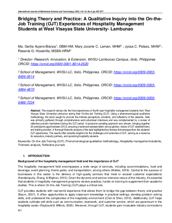 (PDF) Bridging Theory and Practice: A Qualitative Inquiry into the On ...
