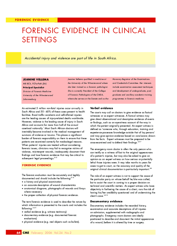 (PDF) Forensic evidence in clinical settings