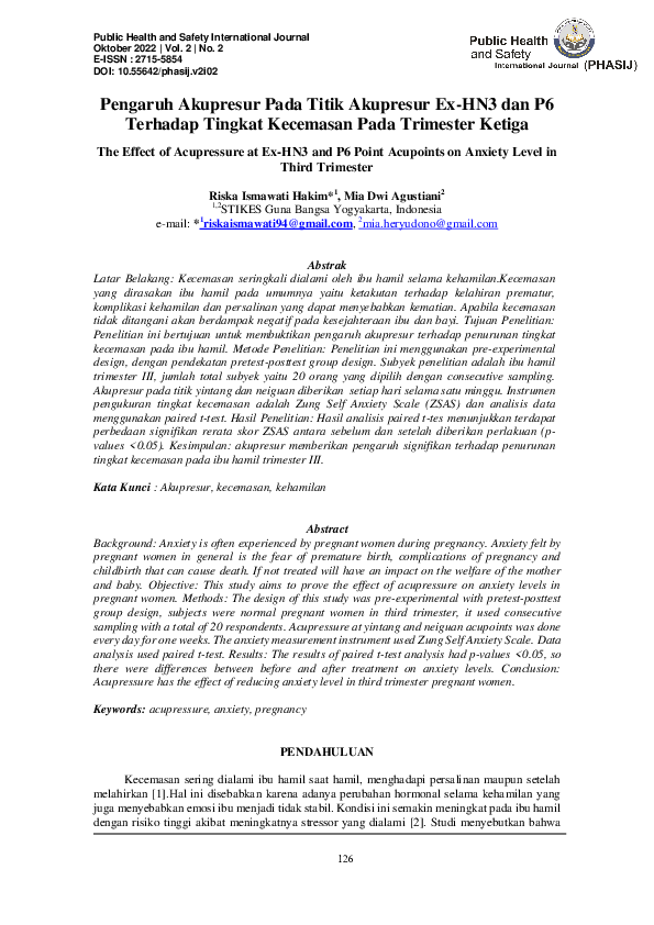 (PDF) Pengaruh Akupresur Pada Titik Akupresur Ex-HN3 dan P6 Terhadap ...