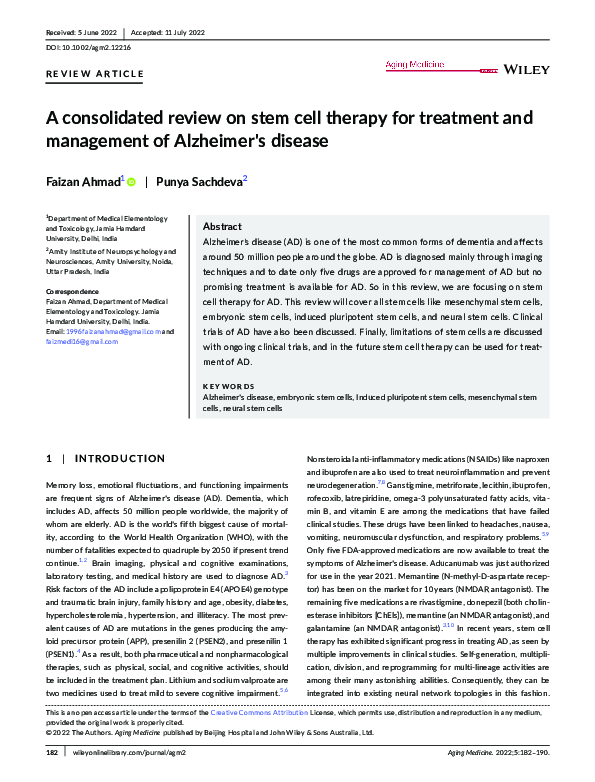 (PDF) A consolidated review on stem cell therapy for treatment and ...