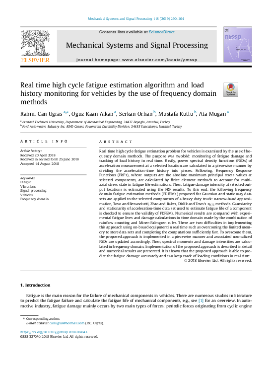 (PDF) Real time high cycle fatigue estimation algorithm and load history monitoring for vehicles ...