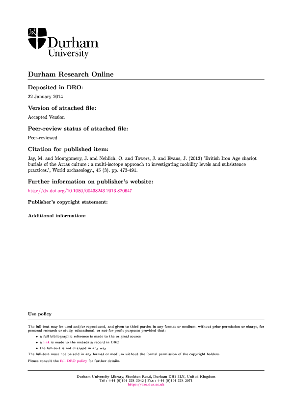 (PDF) British Iron Age chariot burials of the Arras culture: a multi ...