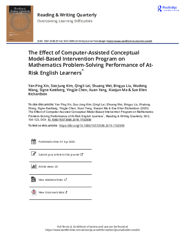(PDF) The Effect of Computer-Assisted Conceptual Model-Based Intervention Program on Mathematics ...
