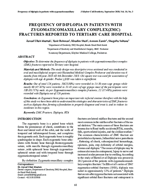 (PDF) Frequency of Diplopia in Patients with Zygomaticomaxillary ...
