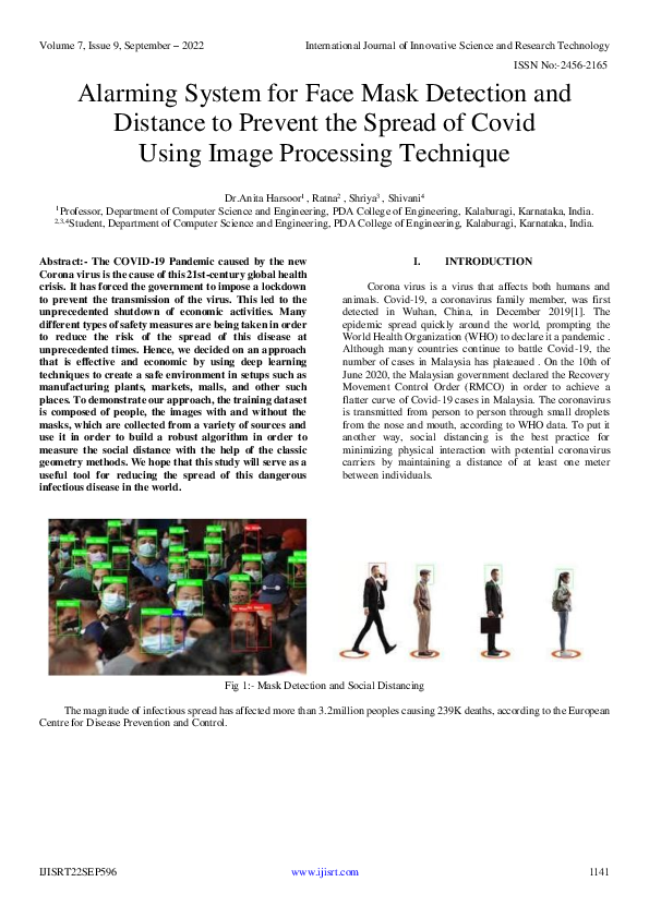 (PDF) Alarming System for Face Mask Detection and Distance to Prevent the Spread of Covid Using ...