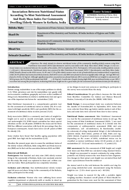 (PDF) Association Between Nutritional Status According to Mini ... (PDF) Association Between Nutritional Status According to Mini ...