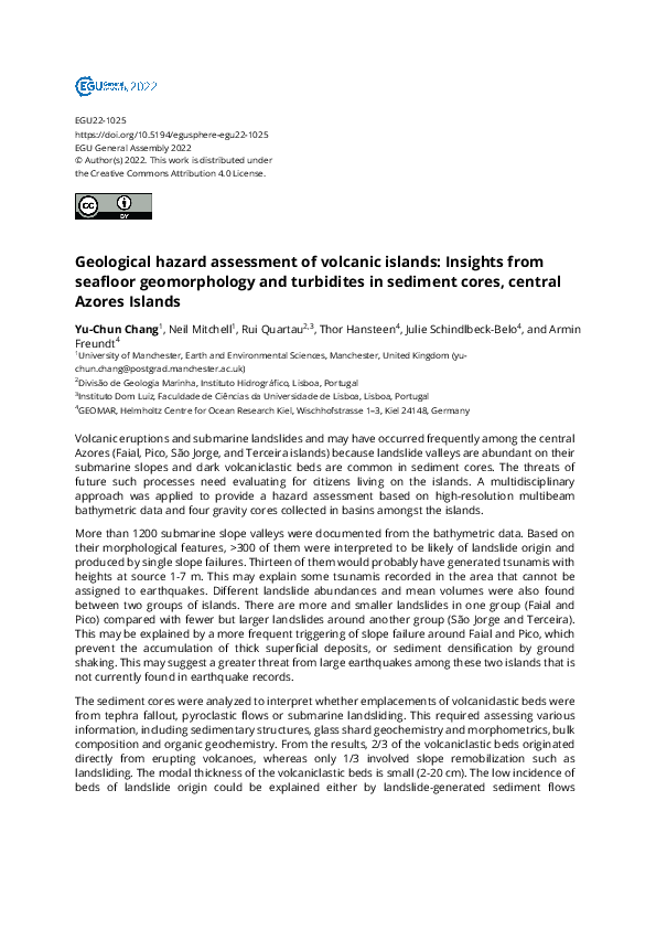 (PDF) Geological hazard assessment of volcanic islands: Insights from ...