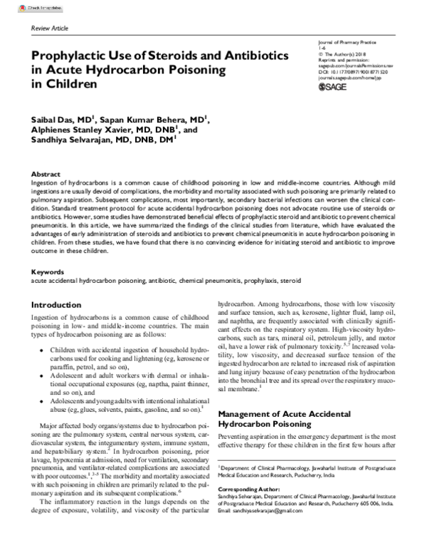 (PDF) Prophylactic Use of Steroids and Antibiotics in Acute Hydrocarbon ...