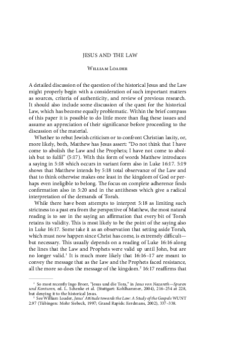 (PDF) Jesus and the Law