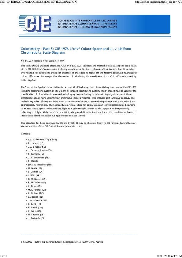 (PDF) Colorimetry - Part 5: CIE 1976 L*u*v* Colour Space and u, vUniform Chromaticity Scale Diagram