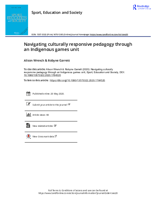 (PDF) Navigating culturally responsive pedagogy through an Indigenous ...