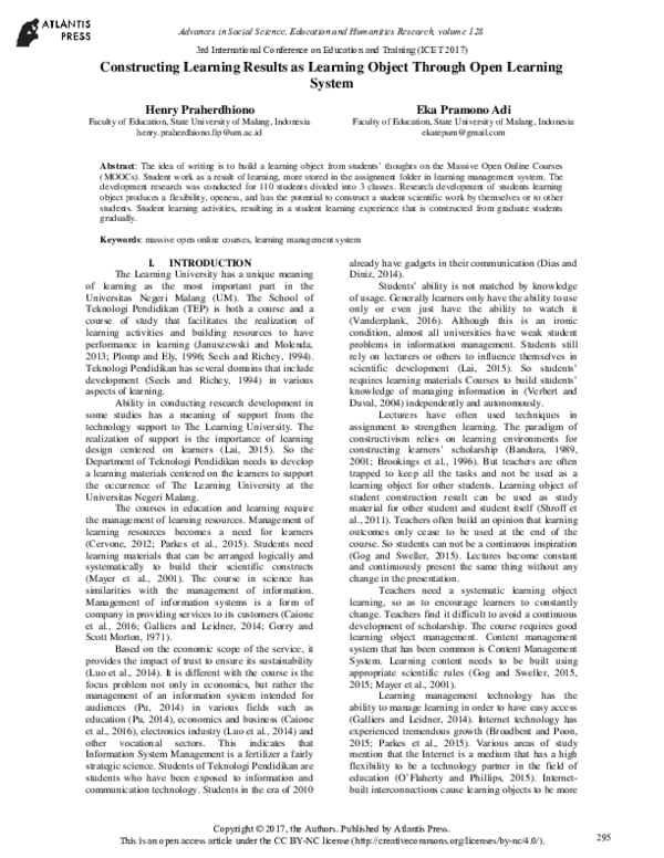 (PDF) Constructing Learning Results as Learning Object Through Open Learning System