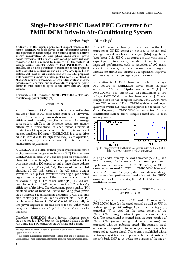 (PDF) Single-Phase SEPIC Based PFC Converter for PMBLDCM Drive in Air ...