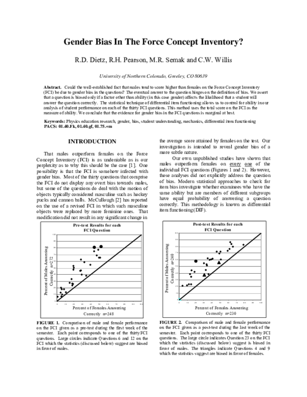 (PDF) Gender bias in the force concept inventory?