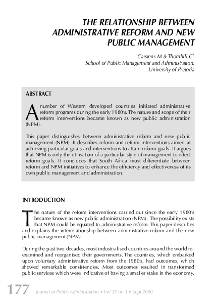 (PDF) The relationship between administrative reform and new public ...