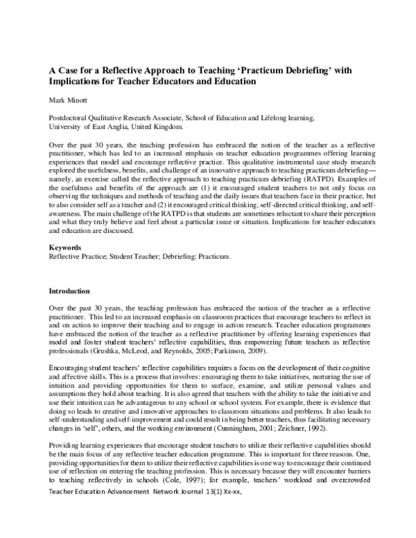 (PDF) Encouraging secondary students’ deep reflection-on-learning: a case for a reflective ...