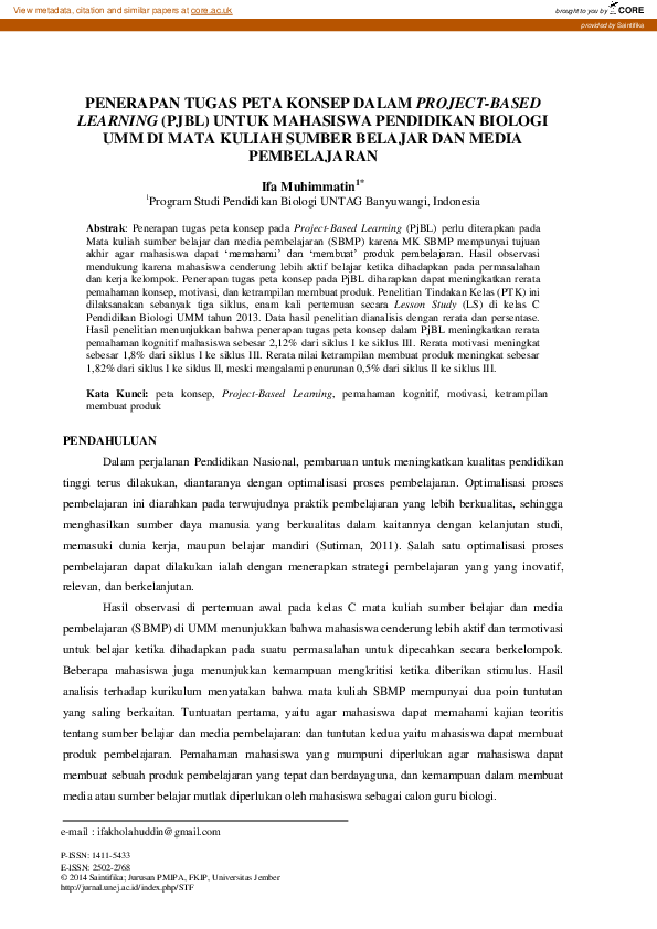 (PDF) Penerapan Tugas Peta Konsep Dalam Project-Based Learning (PJBL ...