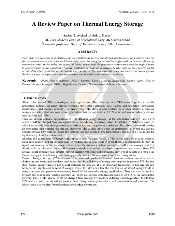 (PDF) A Review Paper on Thermal Energy Storage