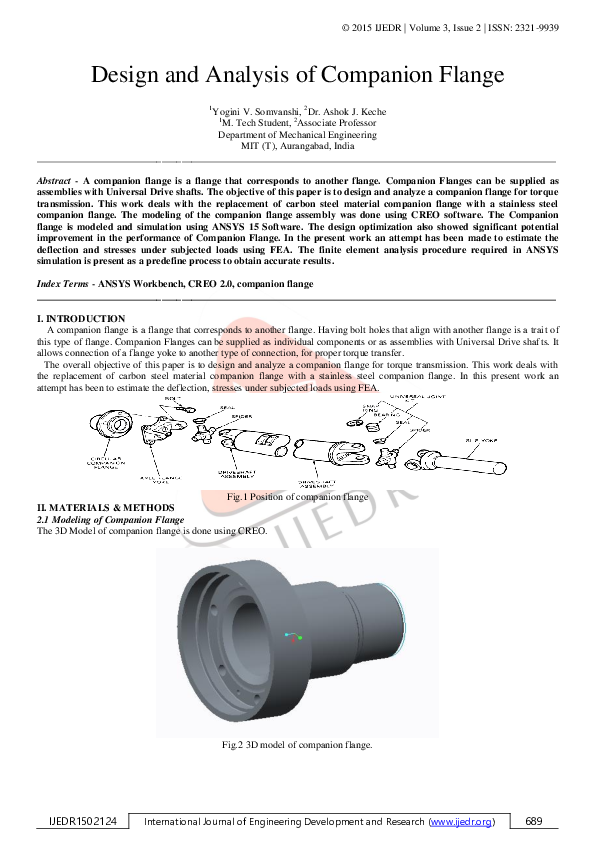 (PDF) Design and Analysis of Companion Flange