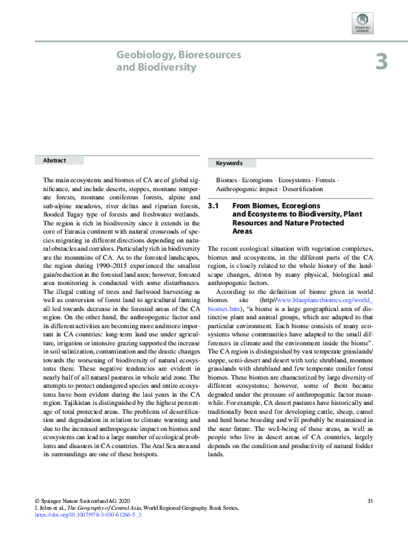 (PDF) Geobiology, Bioresources and Biodiversity