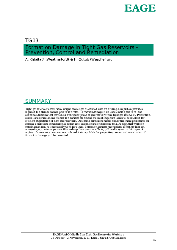 (PDF) Formation Damage in Tight Gas Reservoirs – Prevention, Control ...