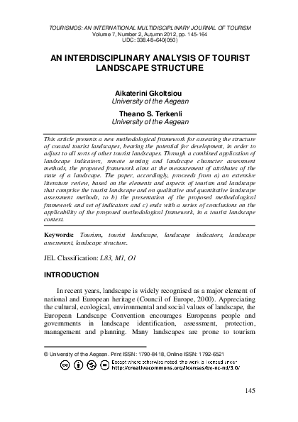 (PDF) An interdisciplinary analysis of tourist landscape structure