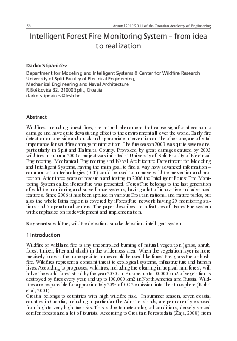 (PDF) Intelligent Forest Fire Monitoring System–from idea to realization