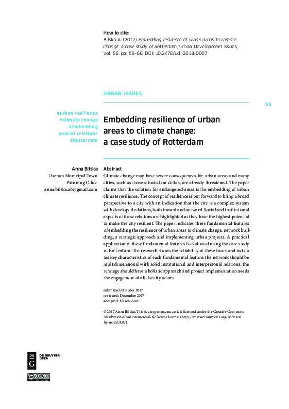 (PDF) Embedding resilience of urban areas to climate change: a case ...