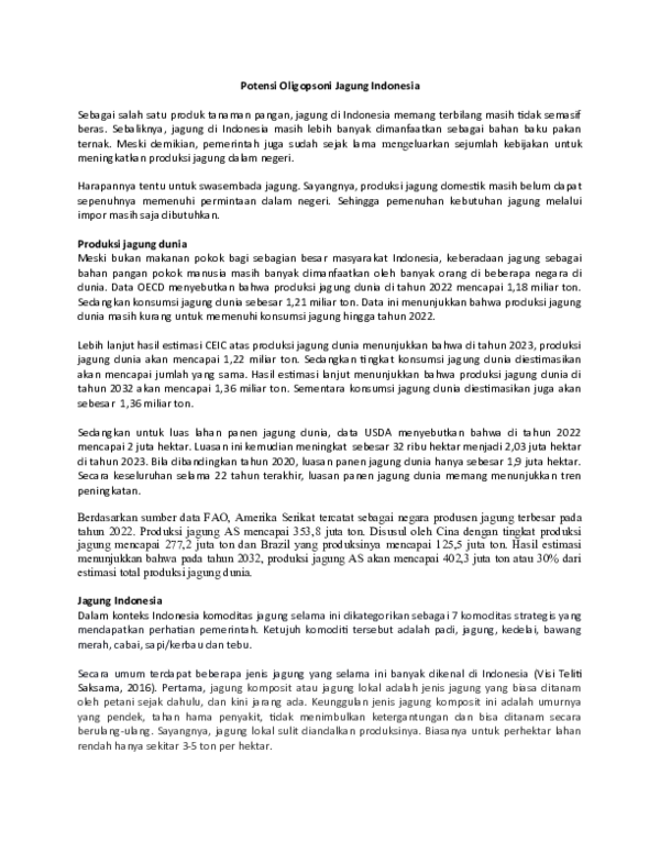 (DOC) Potensi Oligopsoni Jagung Indonesia