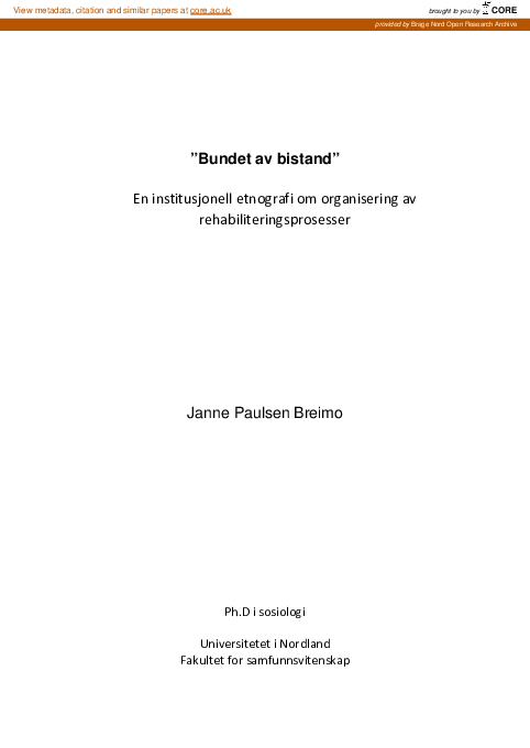(PDF) Bundet av bistand" : en institusjonell etnografi om organisering ...