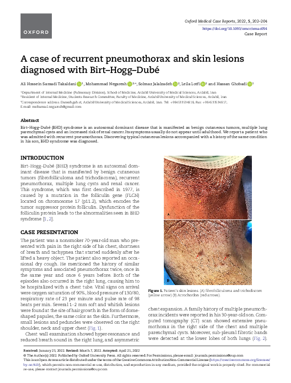 (PDF) A case of recurrent pneumothorax and skin lesions diagnosed with ...