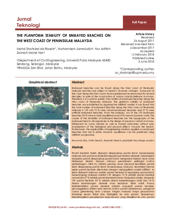 (PDF) The Planform Stability of Embayed Beaches on the West Coast of ...