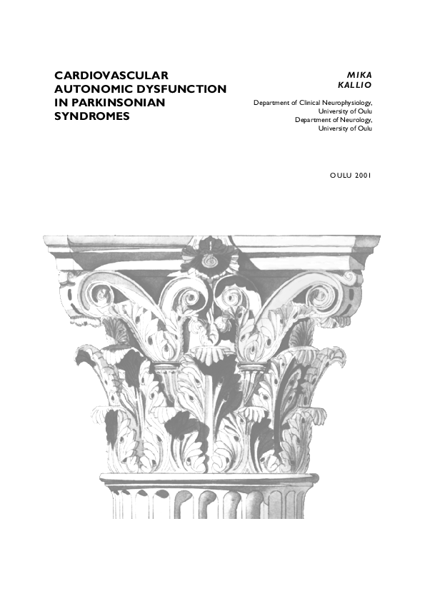 (PDF) Cardiovascular Autonomic Dysfunction in Parkinsonian Syndromes