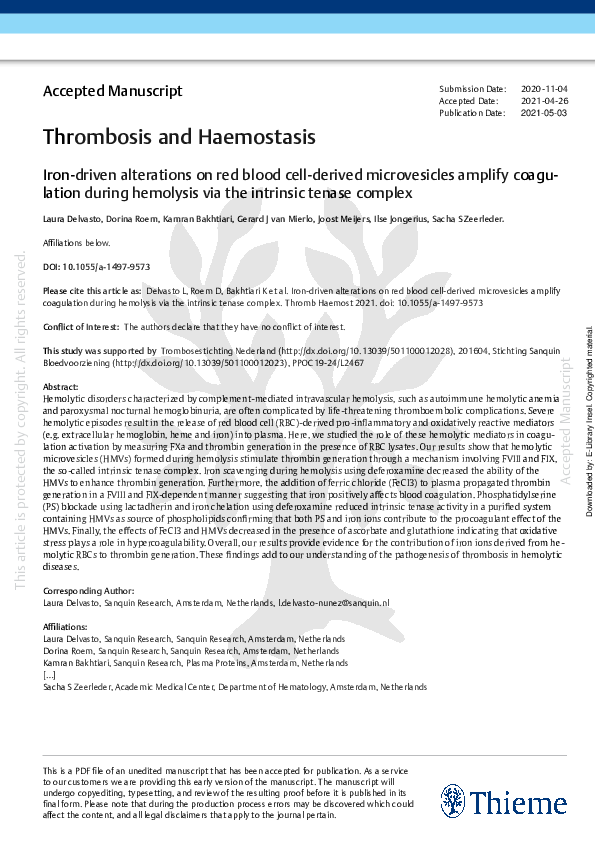 (PDF) Iron-Driven Alterations on Red Blood Cell-Derived Microvesicles ...
