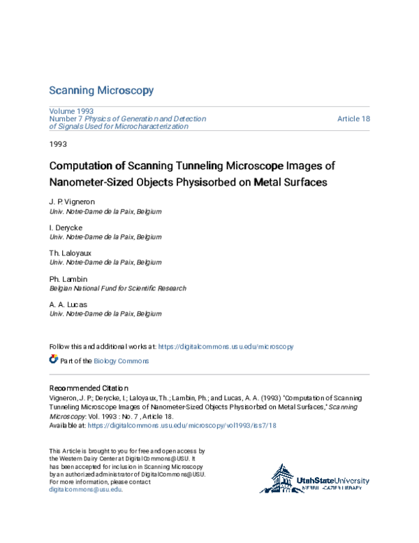 (PDF) Computation of Scanning Tunneling Microscope Images of Nanometer ...