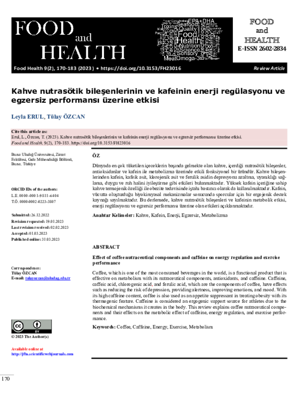 (PDF) Kahve nutrasötik bileşenlerinin ve kafeinin enerji regülasyonu ve ...
