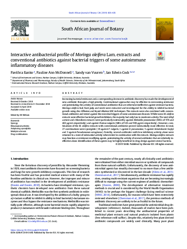(PDF) Interactive antibacterial profile of Moringa oleifera Lam ...